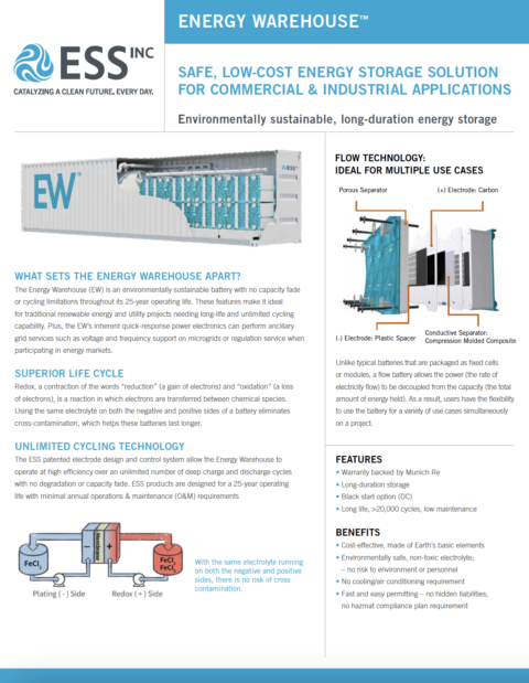 ESS Energy Warehouse™ | ESS, Inc.